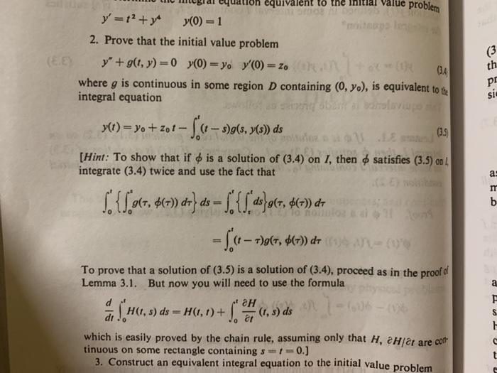 Solved esal eation equivalent to the initiai Value probl 2. | Chegg.com