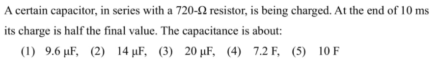 Solved A certain capacitor, in series with a 720-22 | Chegg.com