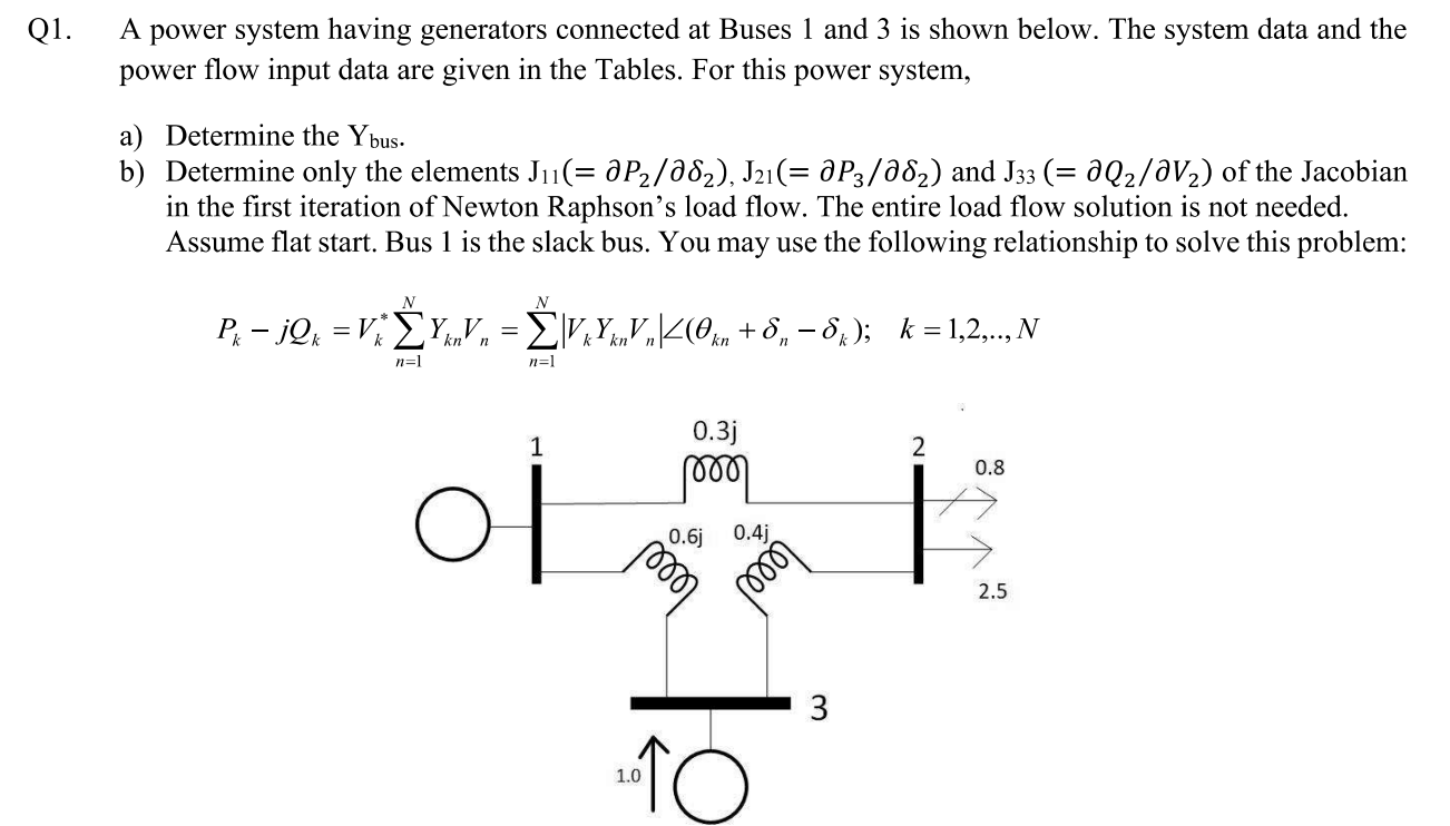 Solved Q1. ﻿A power system having generators connected at | Chegg.com