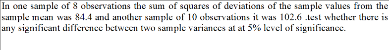Solved In one sample of 8 ﻿observations the sum of squares | Chegg.com