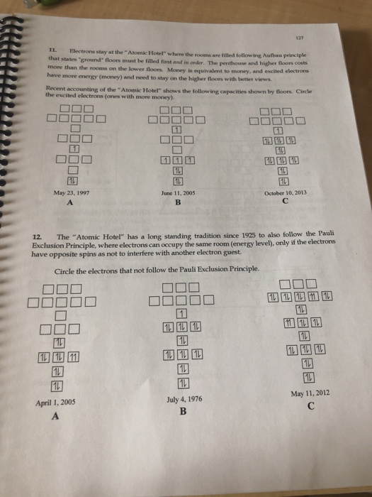 Solved i 11. Electrons stay at the "Atomic Hotel" where the | Chegg.com