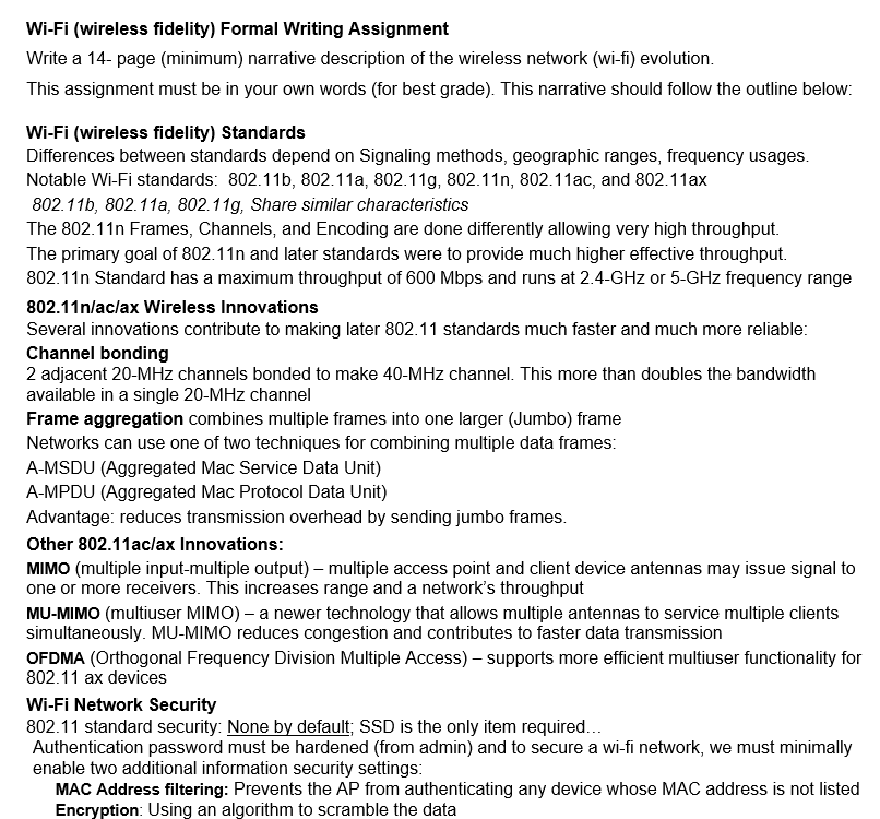 Solved Wi-Fi (wireless fidelity) Formal Writing Assignment | Chegg.com