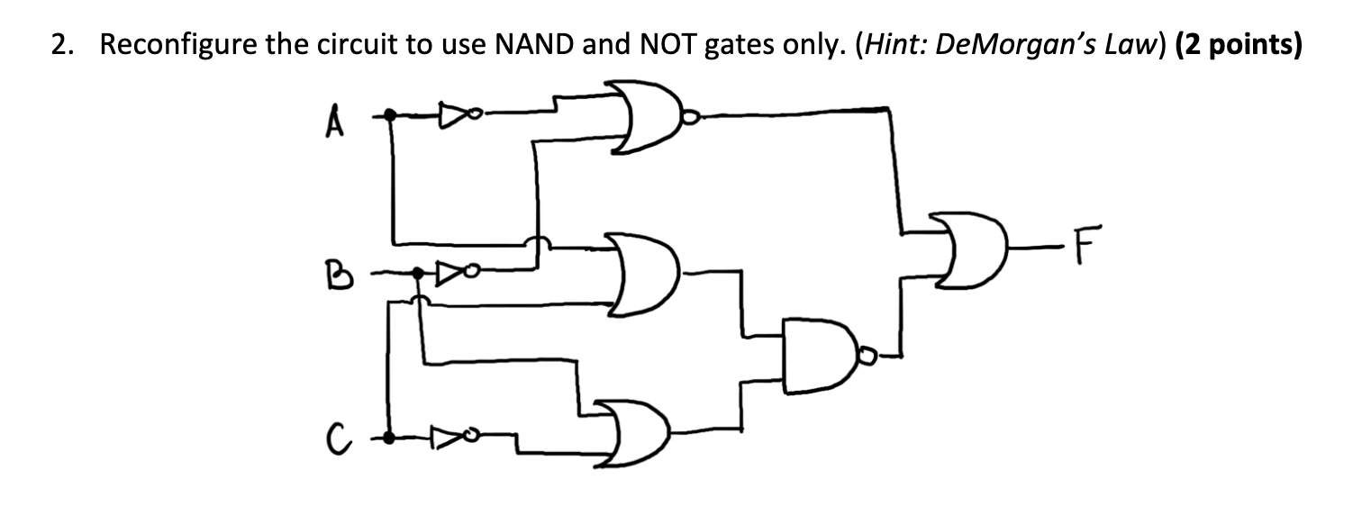 Solved 2. Reconfigure the circuit to use NAND and NOT gates | Chegg.com