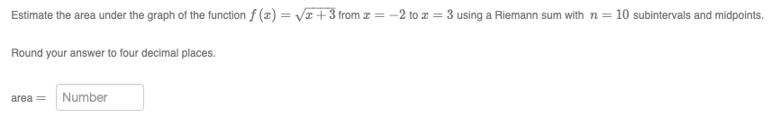Solved Estimate the area under the graph of the function | Chegg.com