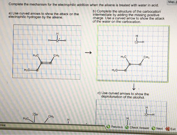 Solved Map Complete the mechanism for the electrophilic | Chegg.com