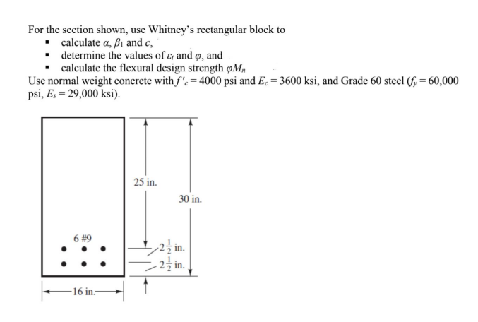 For the section shown, use Whitney's rectangular | Chegg.com