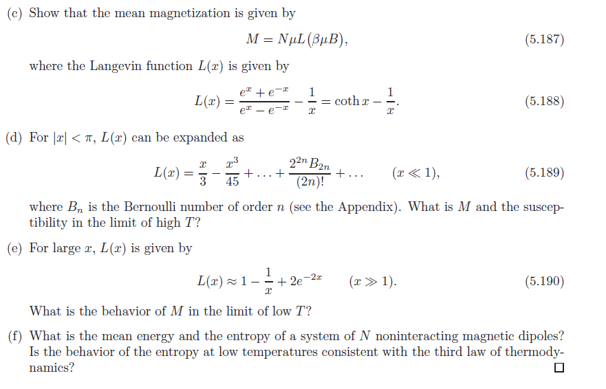 Solved Problem 5.32. Classical paramagnet The energy of | Chegg.com