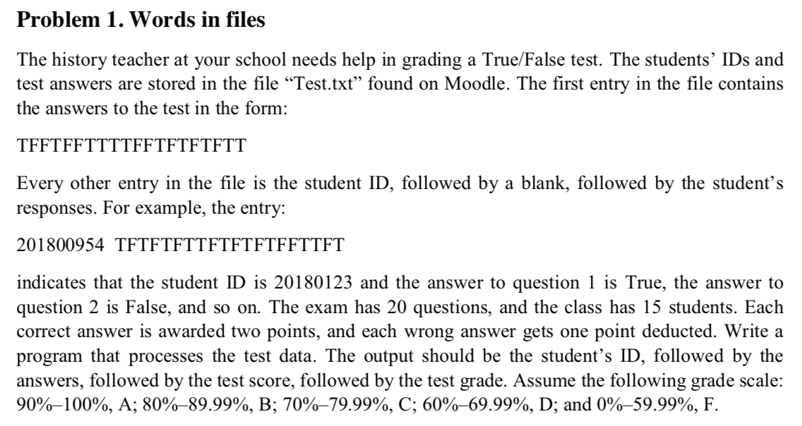 Solved Problem 1. Words in files The history teacher at your | Chegg.com