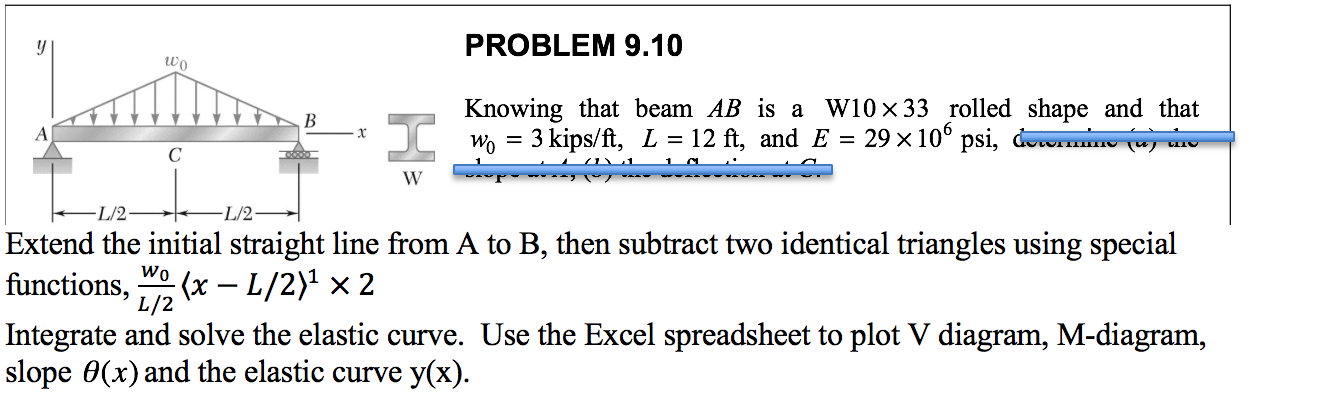 PROBLEM 9.10 NB Knowing that beam AB is a W10 x 33 | Chegg.com