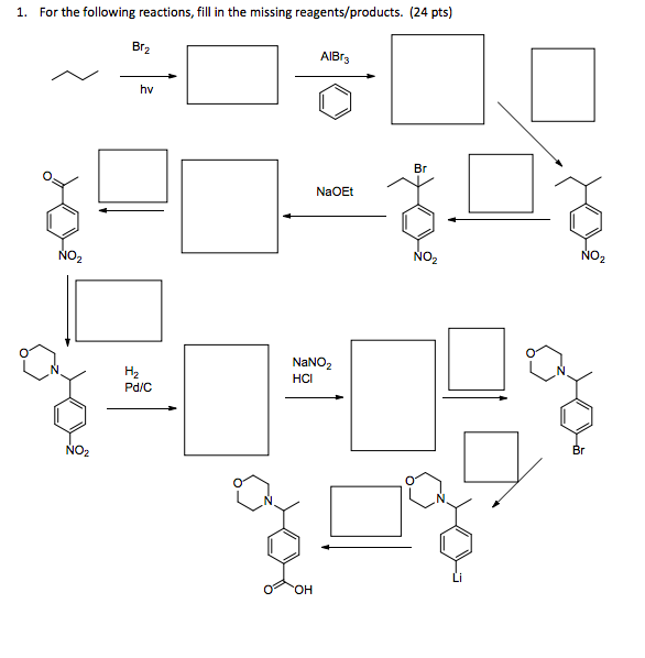 Solved 1. For the following reactions, fill in the missing | Chegg.com