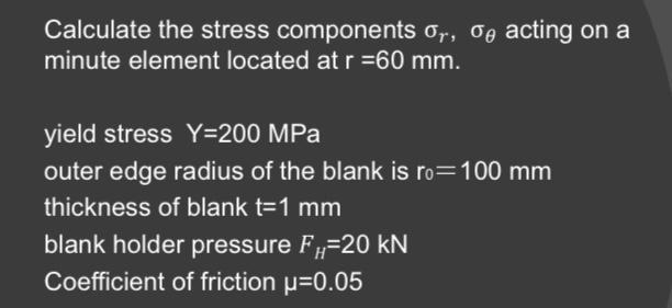 Solved Calculate the stress components σr,σθ acting on a | Chegg.com
