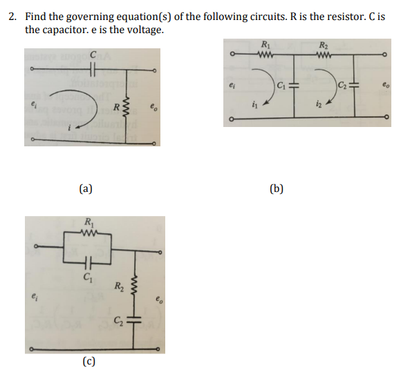 Solved 2. Find the governing equation(s) of the following | Chegg.com