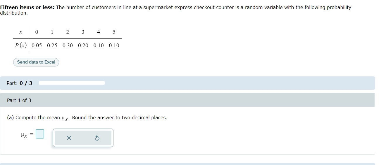 Solved Fifteen items or less: The number of customers in | Chegg.com