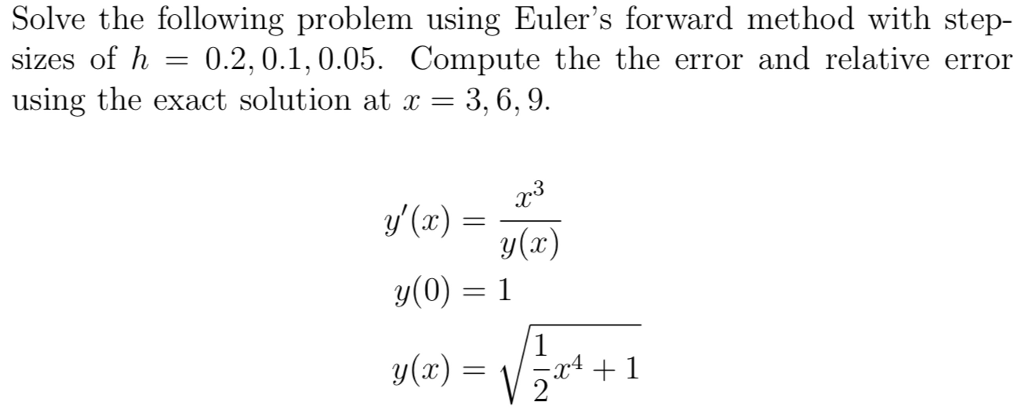 Solved Solve the following problem using Euler’s forward | Chegg.com