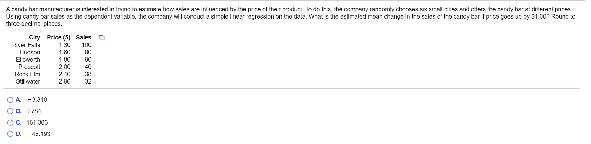 Solved A candy bar manufacturer is interested in trying to | Chegg.com