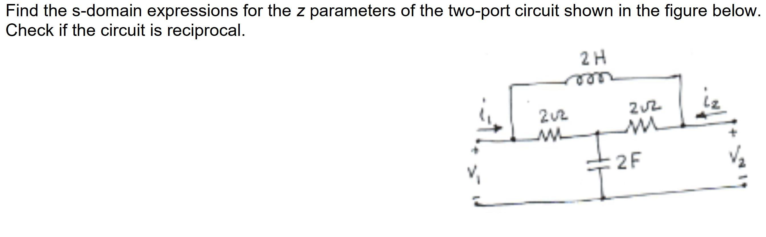 Solved Find the s-domain expressions for the z parameters of | Chegg.com
