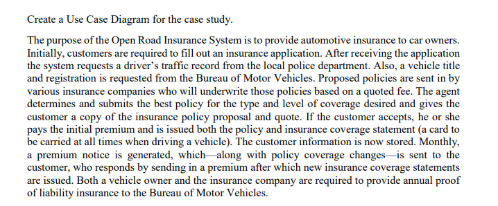 Solved Create a Use Case Diagram for the case study. The | Chegg.com