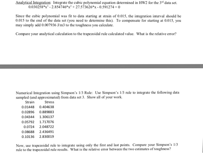 Solved Analytical Integration: Integrate the cubic | Chegg.com