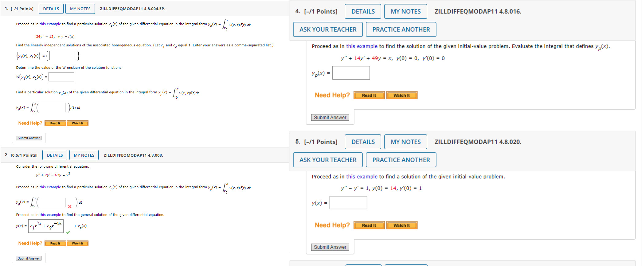 Solved Proceed as in this example to find a particular | Chegg.com