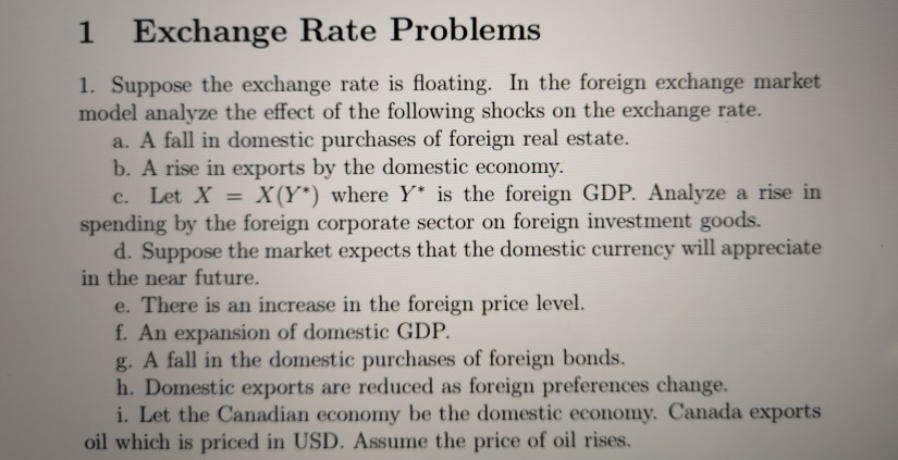 Solved 1 Exchange Rate Problems 1. Suppose the exchange rate | Chegg.com