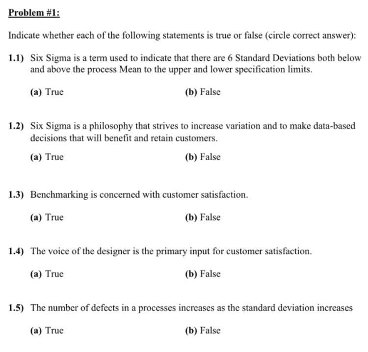Solved Problem #1 : Indicate whether each of the following | Chegg.com
