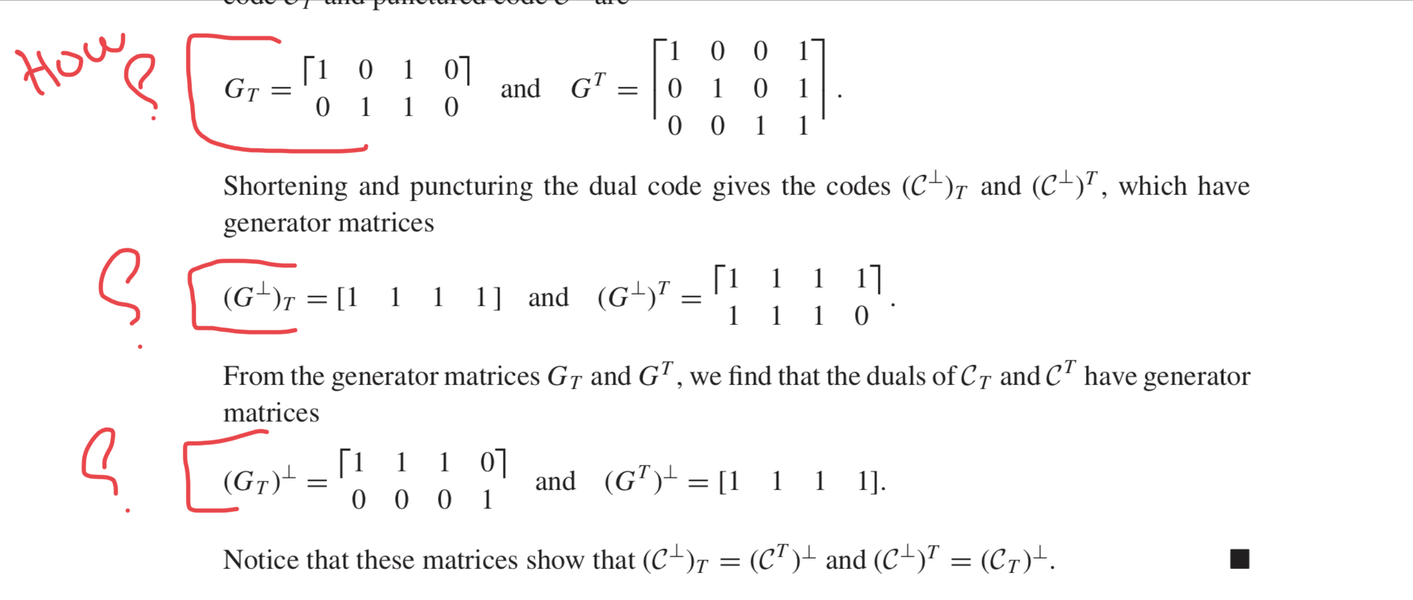 Solved How finding the generator matrix of GT and dual of | Chegg.com
