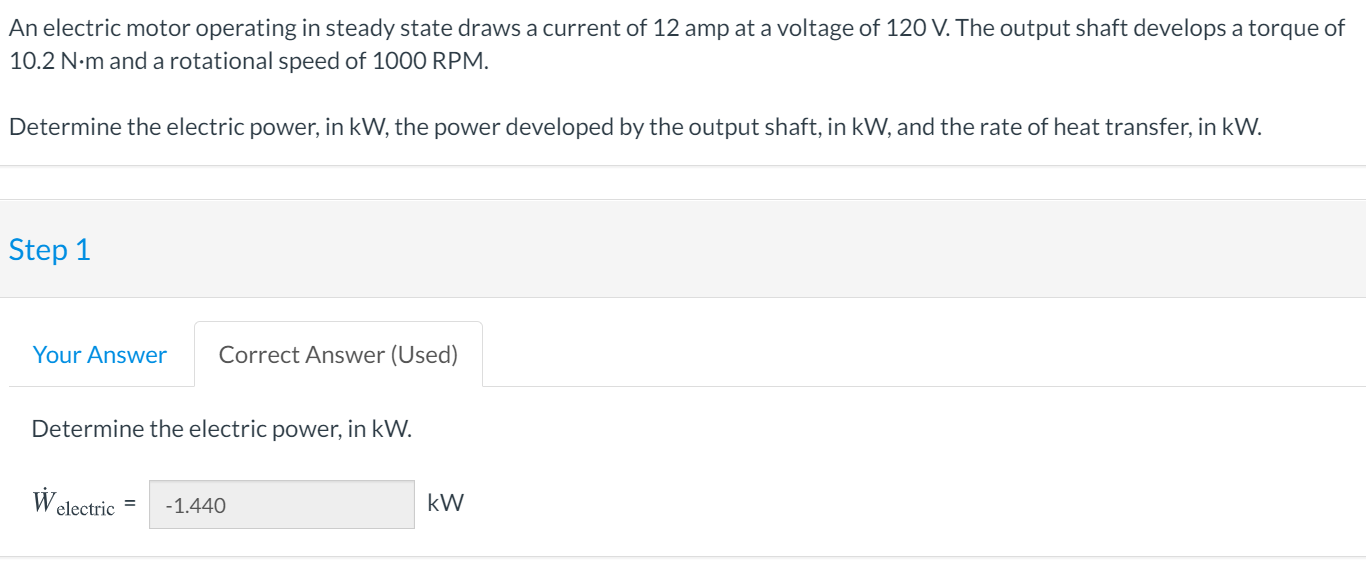 Solved An electric motor operating in steady state draws a | Chegg.com