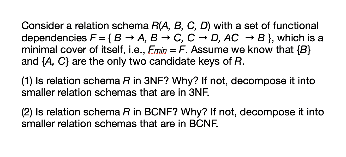 Solved Consider a relation schema R(A, B, C, D) with a set | Chegg.com