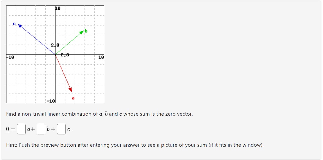 Solved Find a non-trivial linear combination of a,b and c | Chegg.com