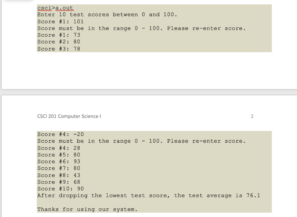 Solved Lab 7 Lowest Score Drop (version 2) Objectives To | Chegg.com