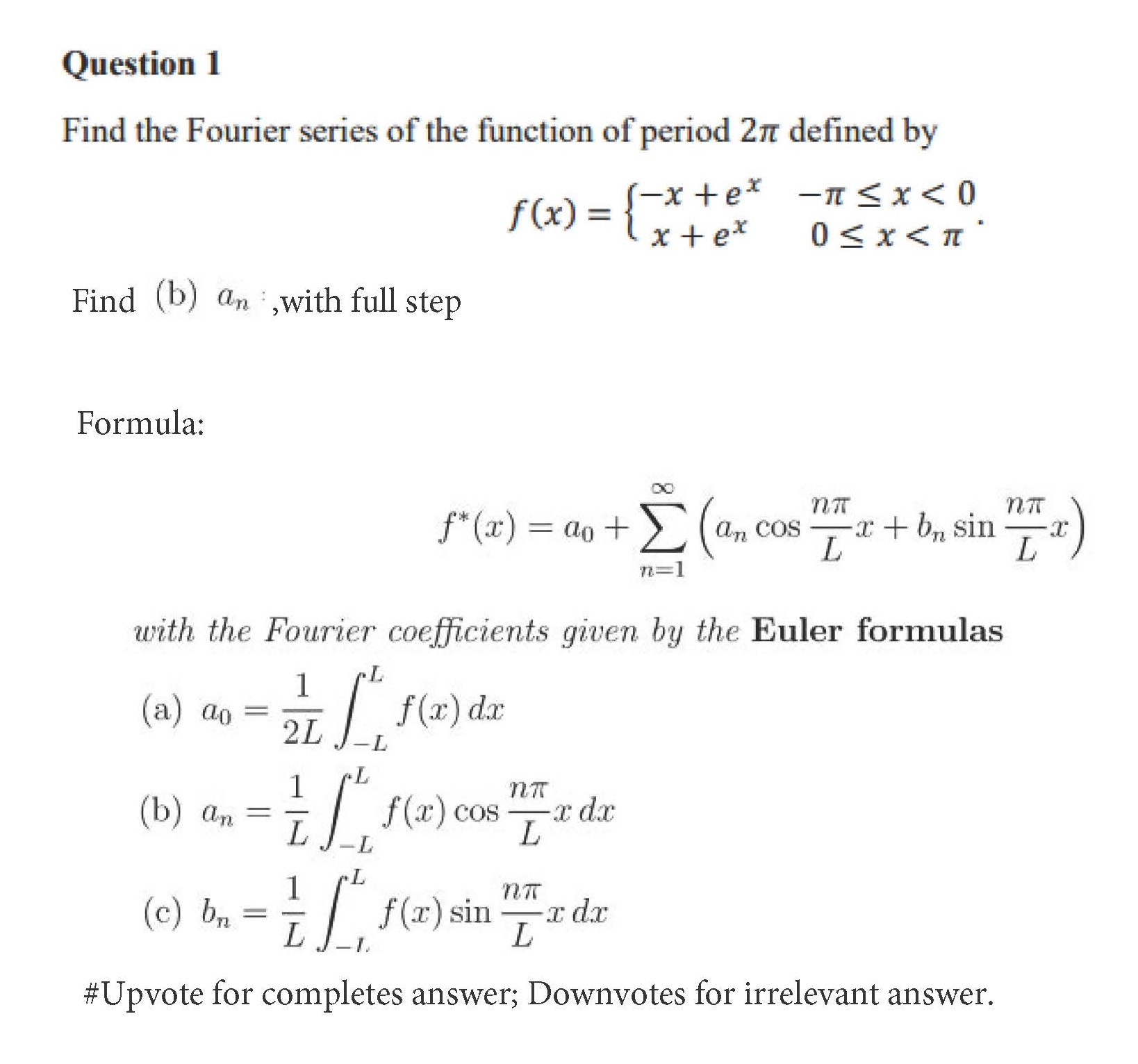 Solved Find the Fourier series of the function of period \\( | Chegg.com