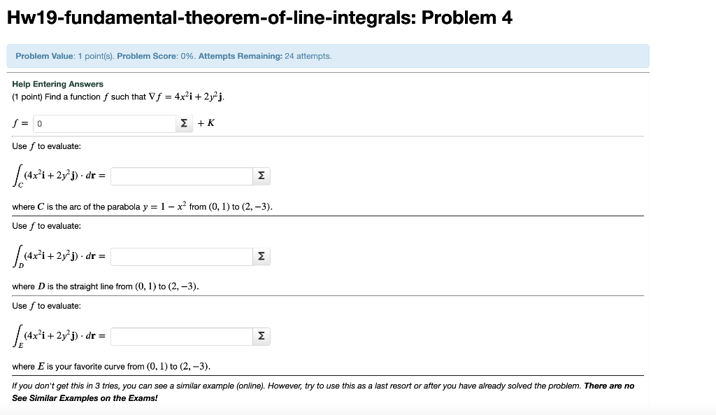 Solved Hw19-fundamental-theorem-of-line-integrals: Problem 4 | Chegg.com