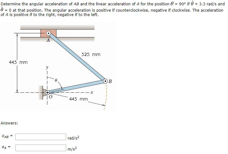 Solved Determine the angular acceleration of AB and the | Chegg.com