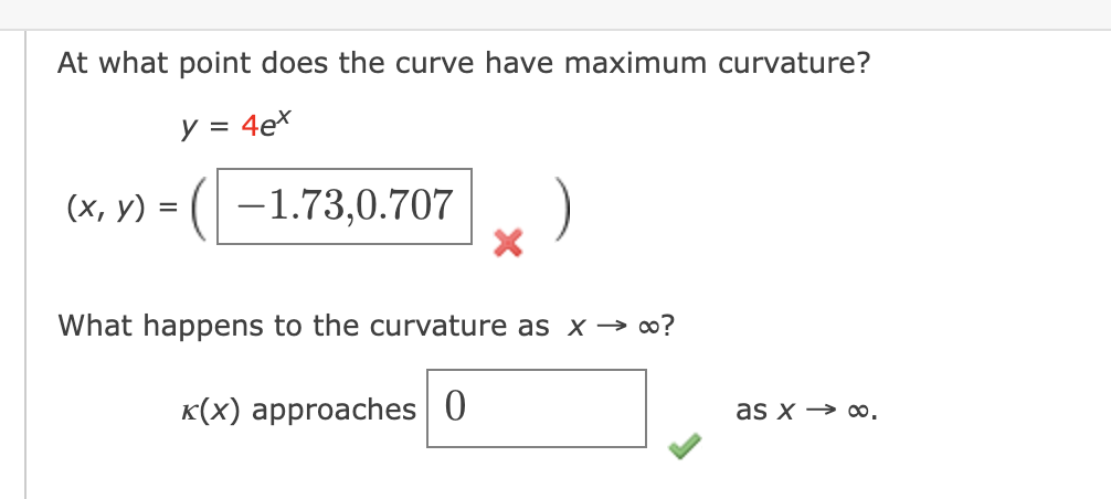 Solved At what point does the curve have maximum curvature? | Chegg.com