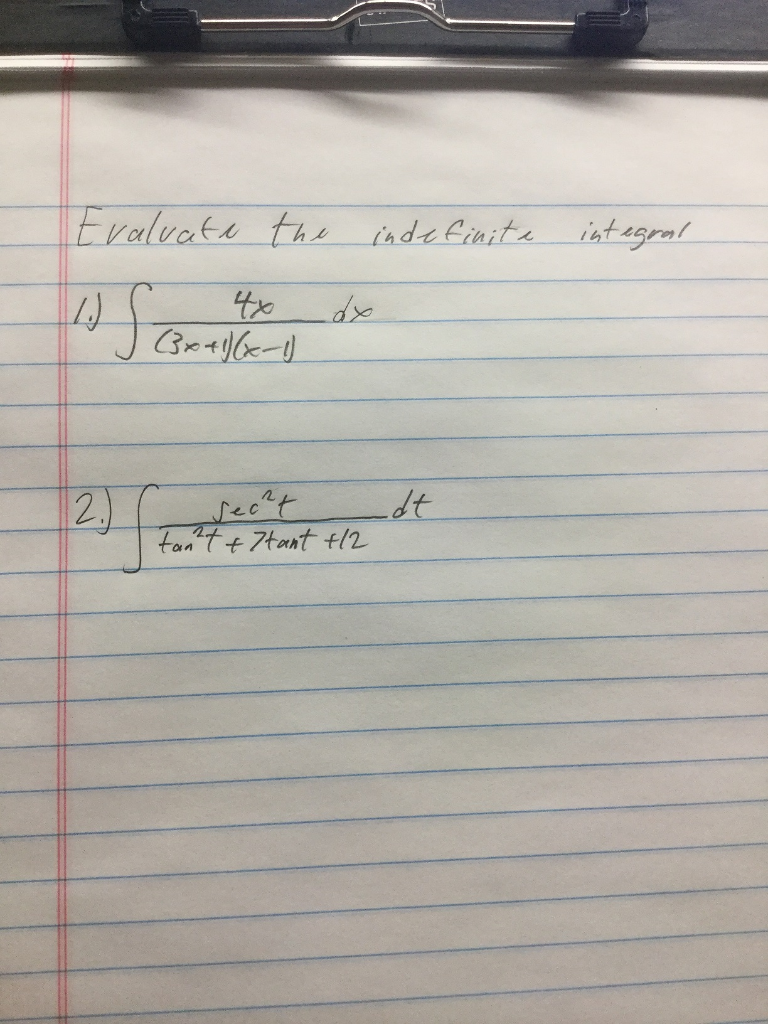 Solved Evaluate the indefinite integral C 4x J (3x+1)(x-1) | Chegg.com