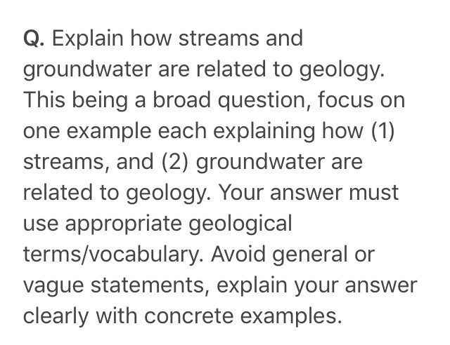 Solved Q. Explain how streams and groundwater are related to | Chegg.com
