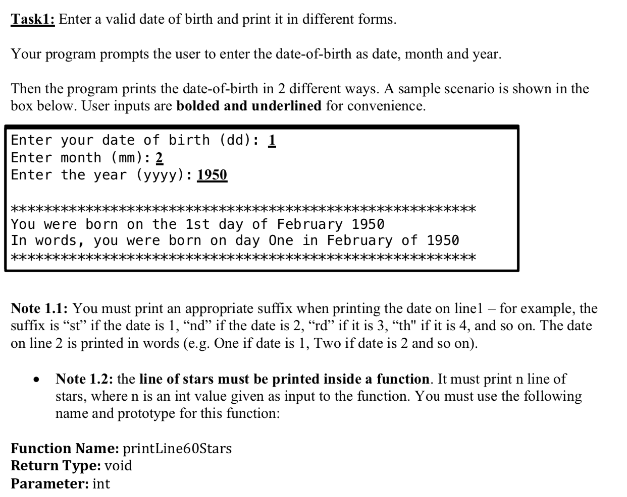 Solved Taskl Enter A Valid Date Of Birth And Print It In Chegg