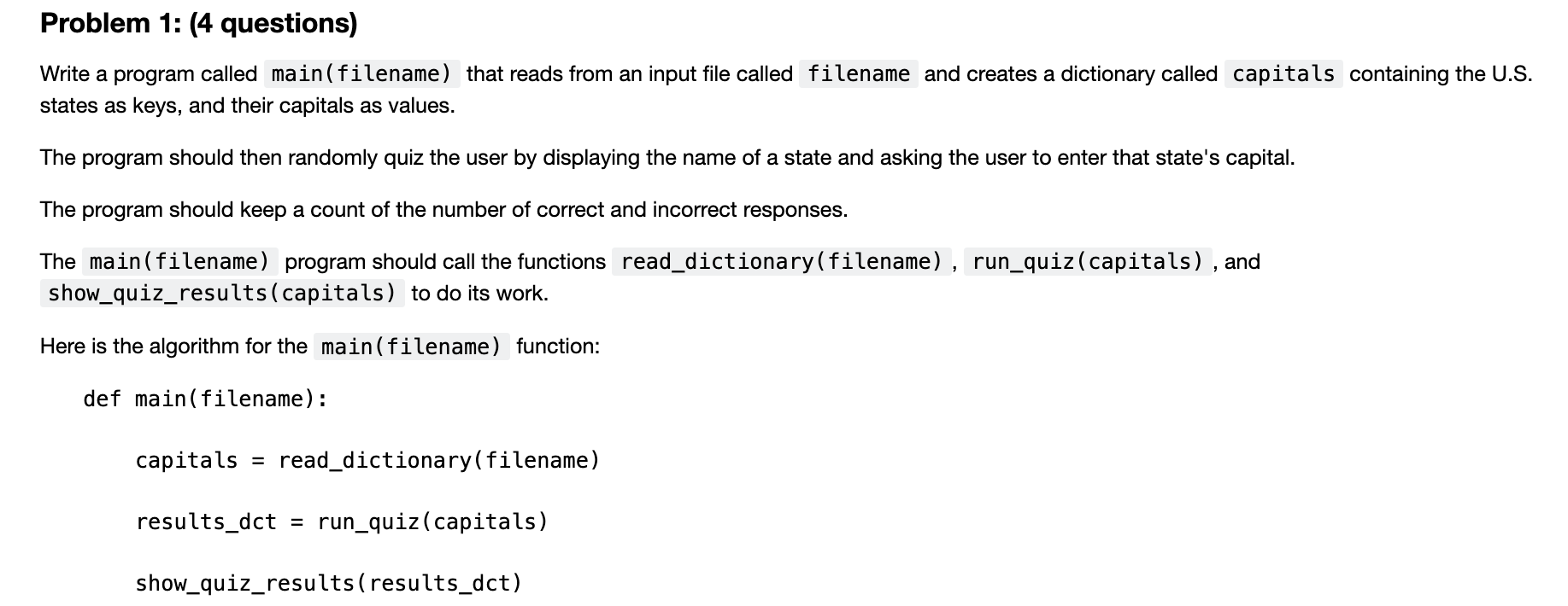 Solved Write a program called main ( filename) that reads | Chegg.com