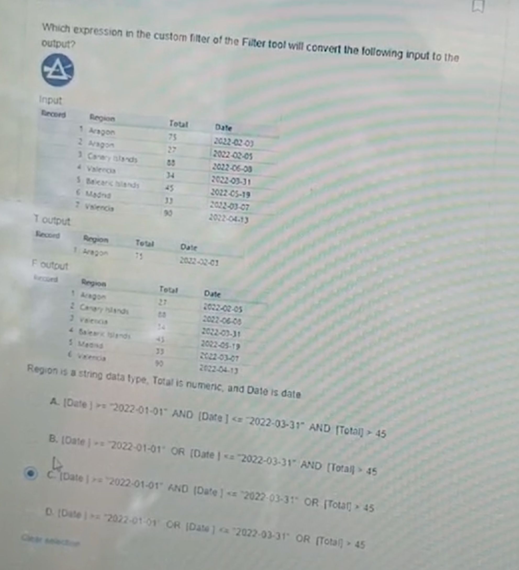 Solved Which expression in the custorn filter of the Filter | Chegg.com