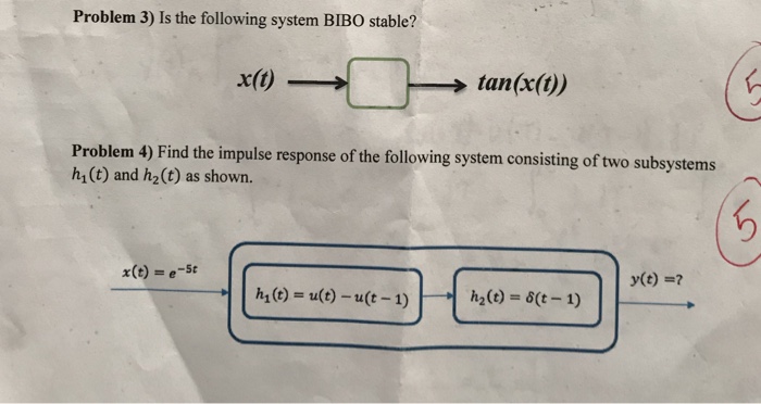 Solved Problem 3) Is the following system BIBO stable? x(0 → | Chegg.com