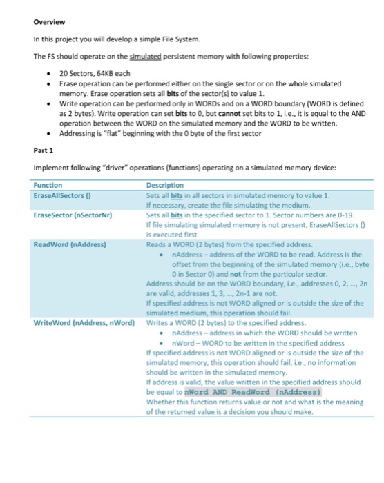 Solved In this project you will develop a simple File | Chegg.com