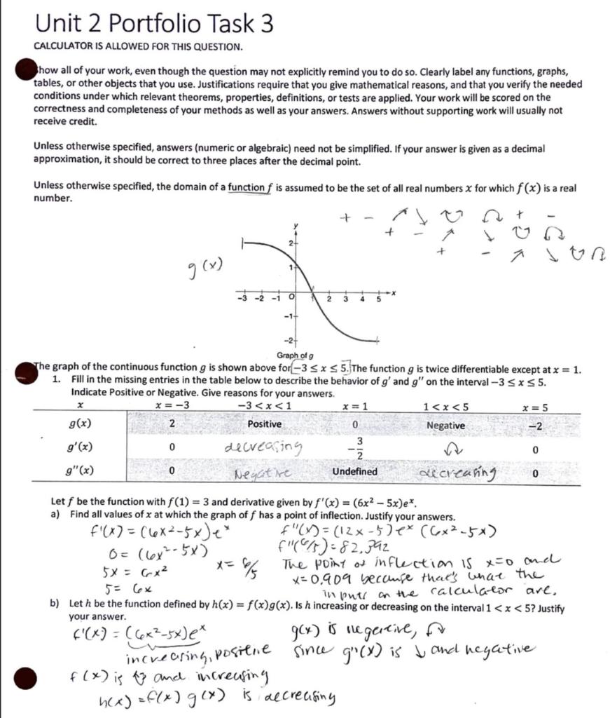 Solved Unit 2 Portfolio Task 3 CALCULATOR IS ALLOWED FOR | Chegg.com
