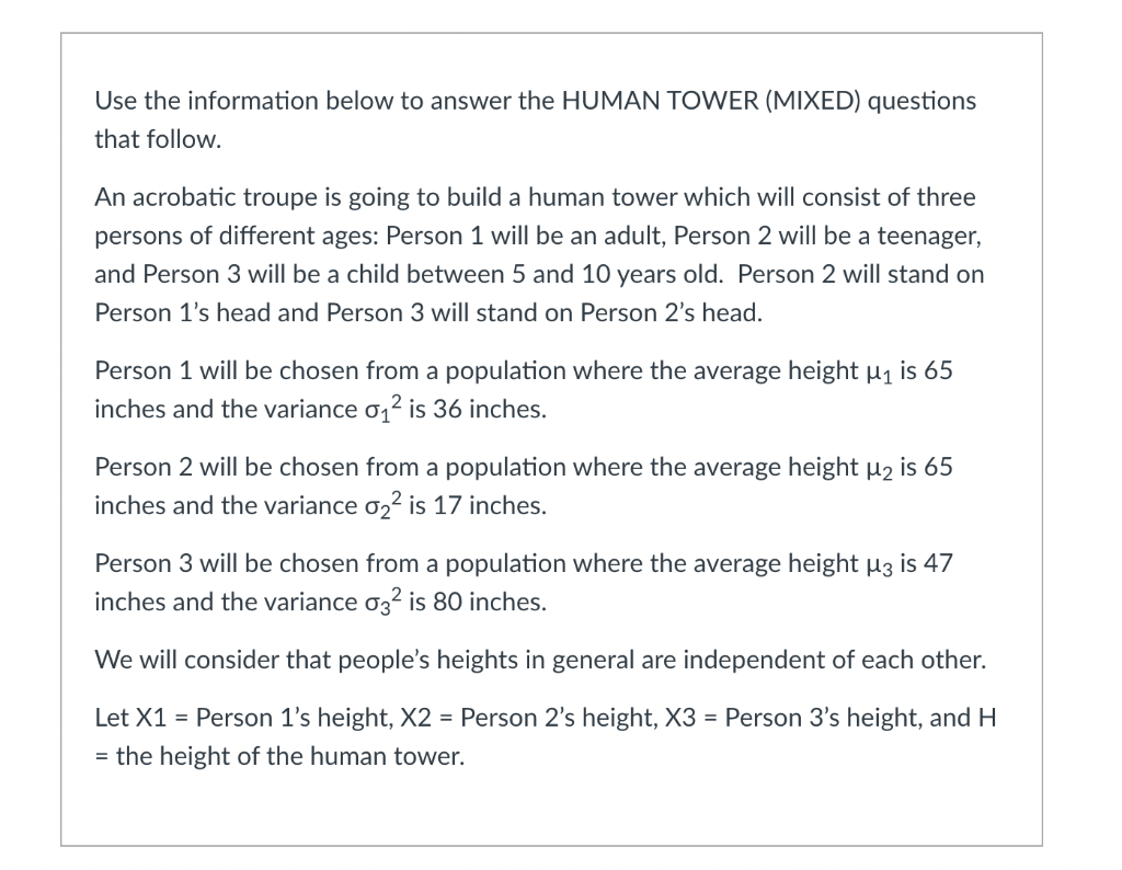 Solved HUMAN TOWER (MIXED) 1 Express H in terms of X1, X2 | Chegg.com