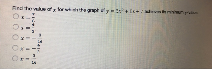 Solved Find the value of x for which the graph of y = 3x^2 + | Chegg.com