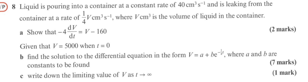 Solved P 8 Liquid is pouring into a container at a constant | Chegg.com