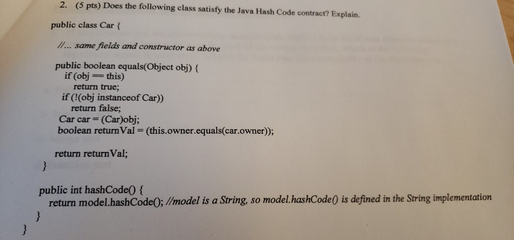 Solved 1. (5 pts) Given the following class, which of the | Chegg.com