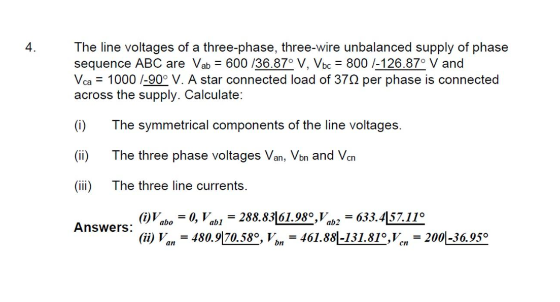Solved The line voltages of a three-phase, three-wire | Chegg.com