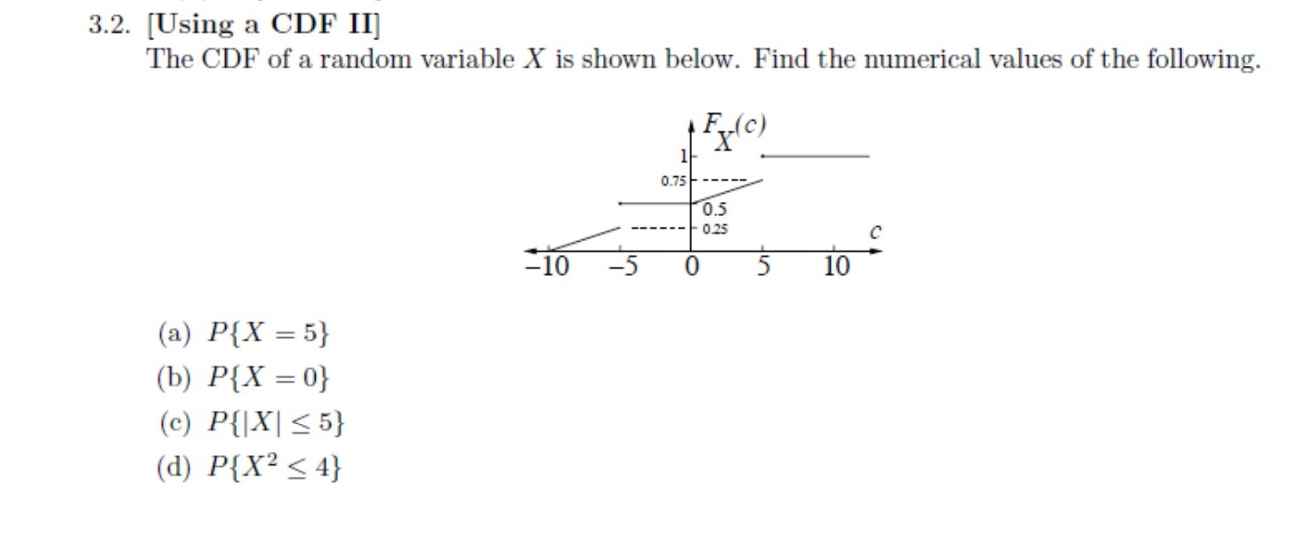 Solved 3.2. [Using a CDF II] The CDF of a random variable X | Chegg.com