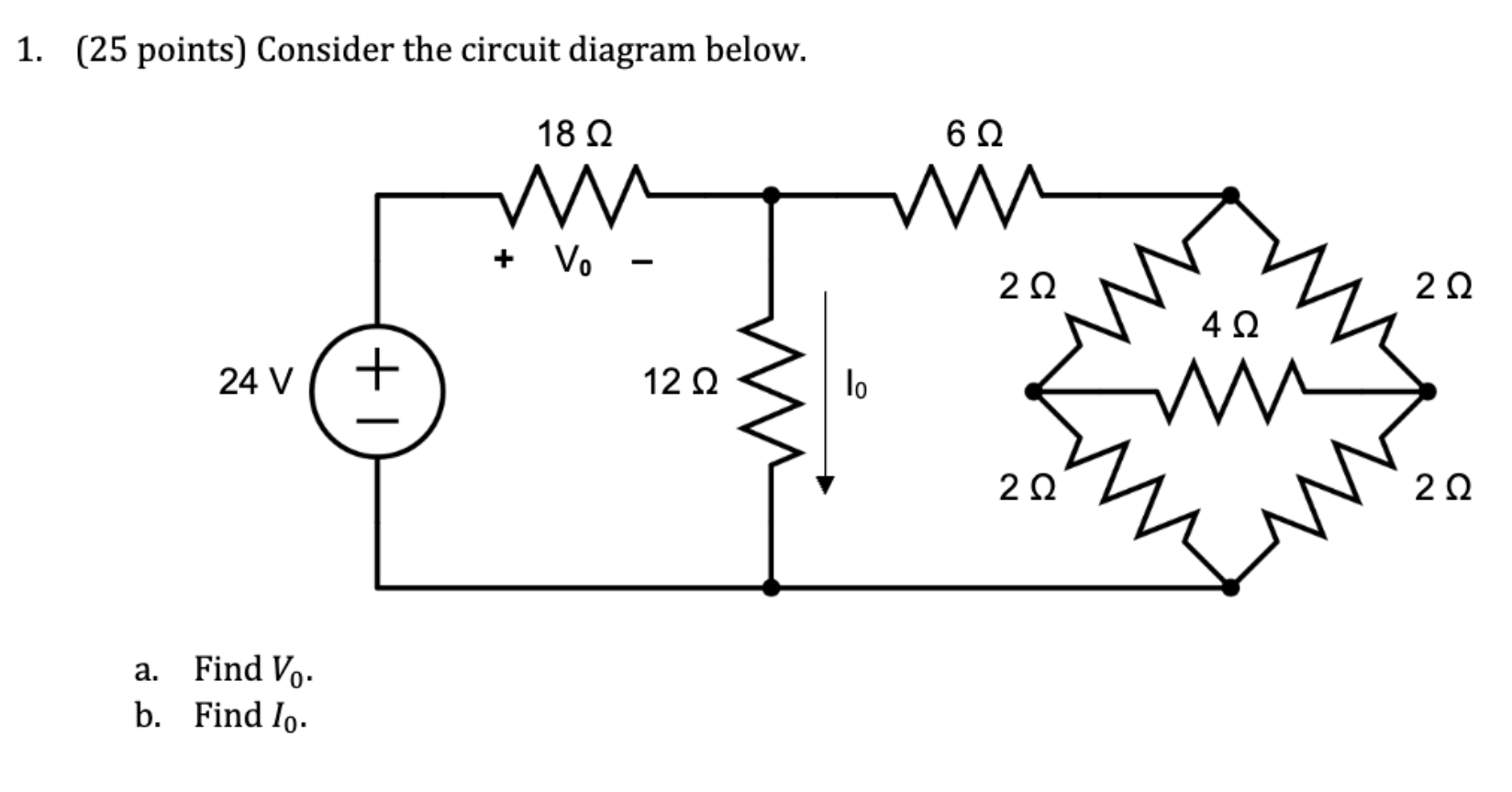 Solved 1. (25 points) Consider the circuit diagram below. a. | Chegg.com