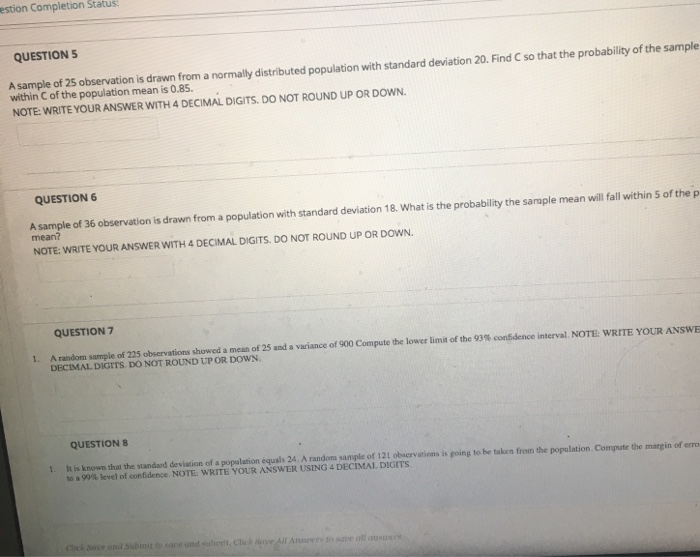 Solved estion Completion Status QUESTIONS A sample of 25 | Chegg.com